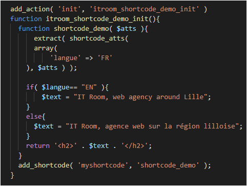 Création d’un shortcode via un plugin - ITROOM