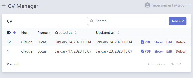 EasyAdmin Bundle - Symfony 5 - ITROOM